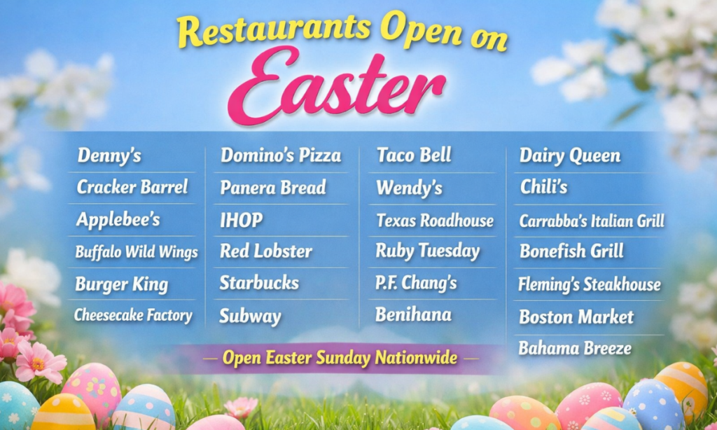 Restaurants Open on Easter Hours, Chains, and Dining Options